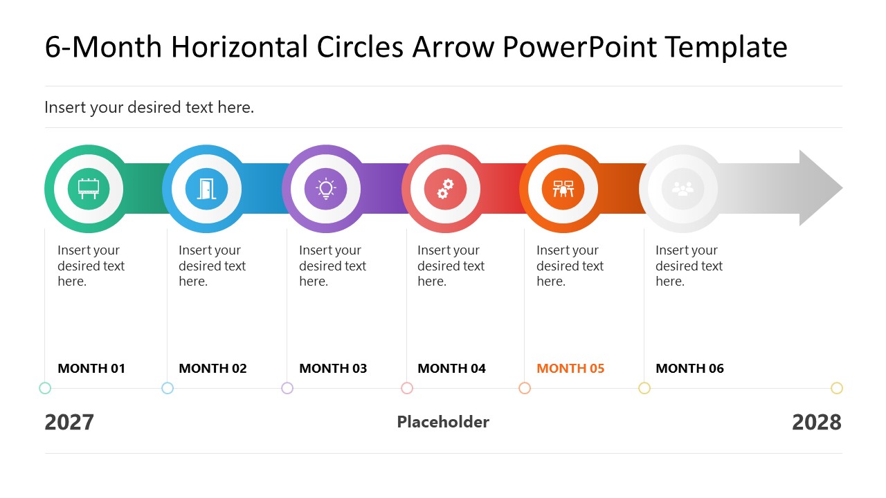 6-Month Horizontal Circles Arrow Template for PowerPoint - SlideModel