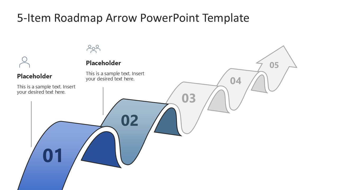 5-Item Roadmap Arrow PowerPoint Template