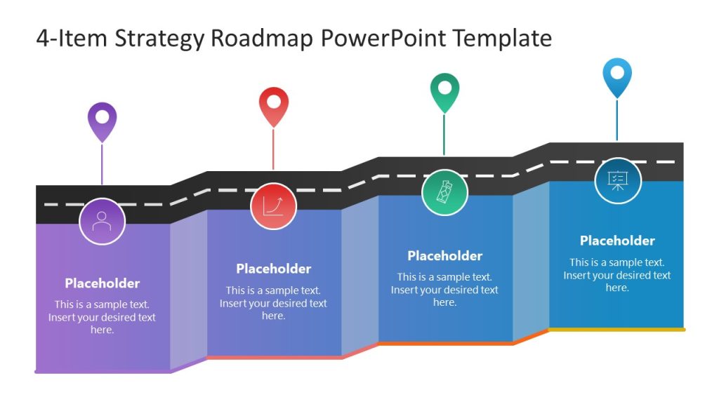Editable 4-Item Strategy Roadmap Template - SlideModel