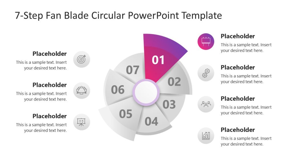 Customizable 7-Step Fan-Blade Circular PPT Template - SlideModel