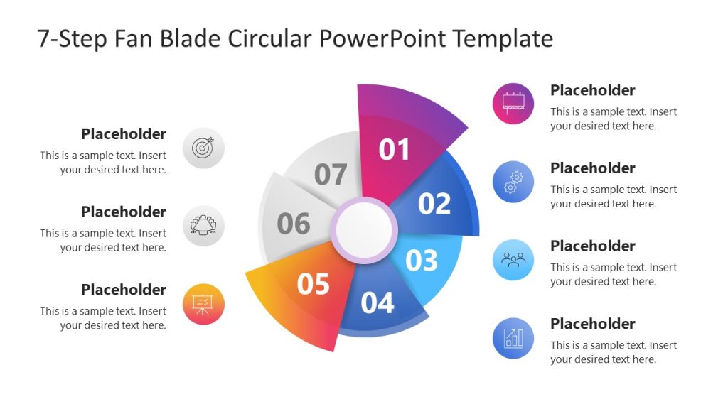 Spotlight Slide - 7-Step Fan-Blade Circular PowerPoint Template ...
