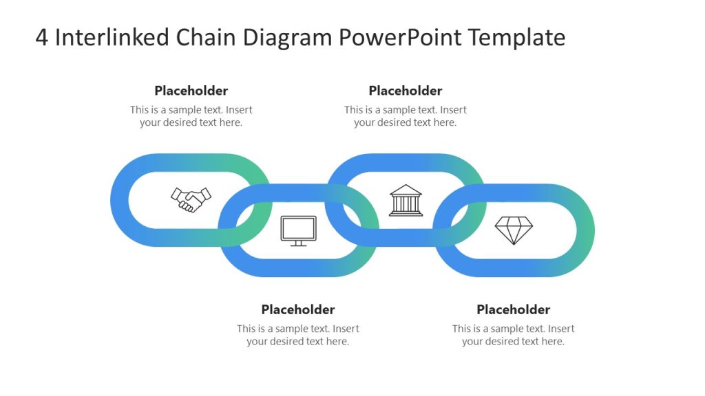 Editable 4 Interlinked Chain Diagram PPT Template - SlideModel
