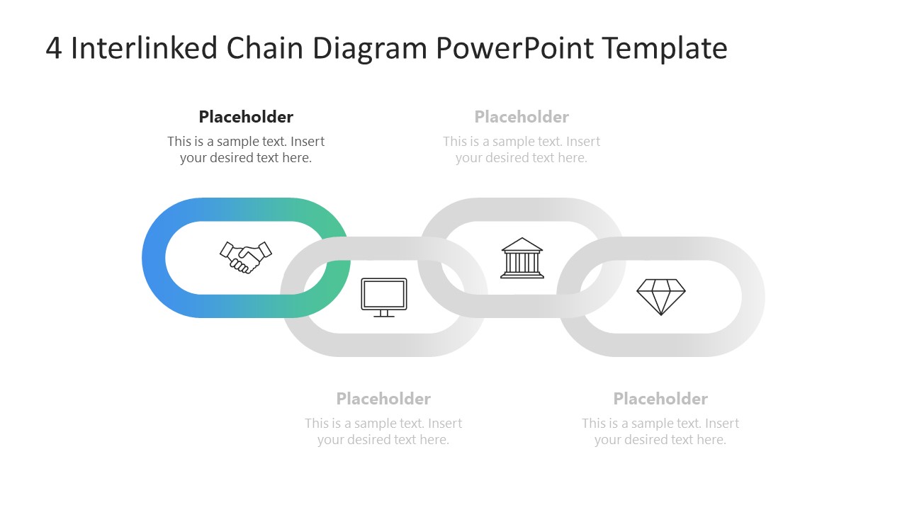 4 Interlinked Chain Diagram PowerPoint Template