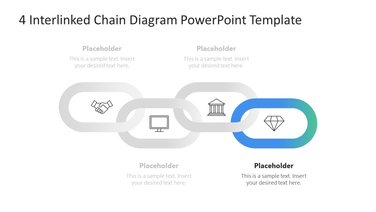 4 Interlinked Chain Diagram PowerPoint Template