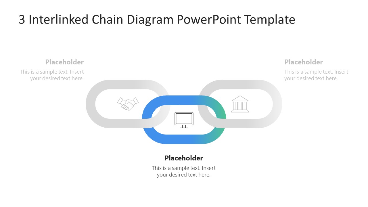3 Interlinked Chain Diagram PowerPoint Template