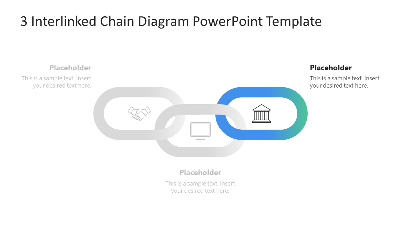 3 Interlinked Chain Diagram PowerPoint Template