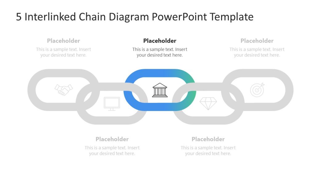 Editable 5 Interlinked Chain Diagram PPT Template - SlideModel