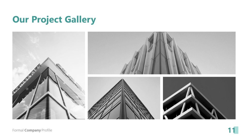 Our Project Gallery Slide for Company Profile Overview - SlideModel