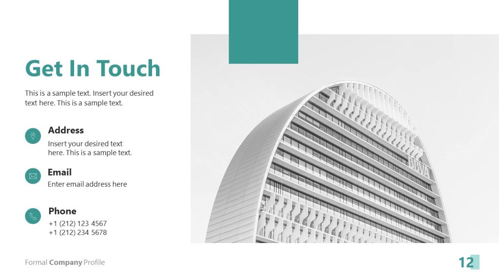 Contact Details Presentation - Formal Company Profile Slide Layout ...