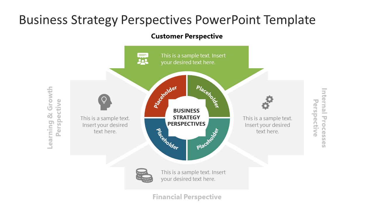 4 Business Strategy Perspectives PowerPoint Template