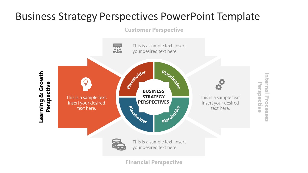 4 Business Strategy Perspectives PowerPoint Template