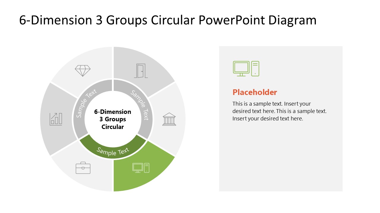 6-Dimension 3 Groups PowerPoint Diagram Template