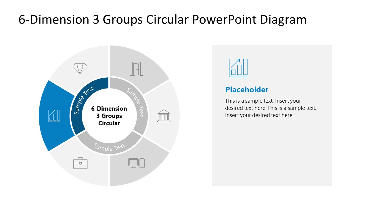 6-Dimension 3 Groups PowerPoint Diagram Template