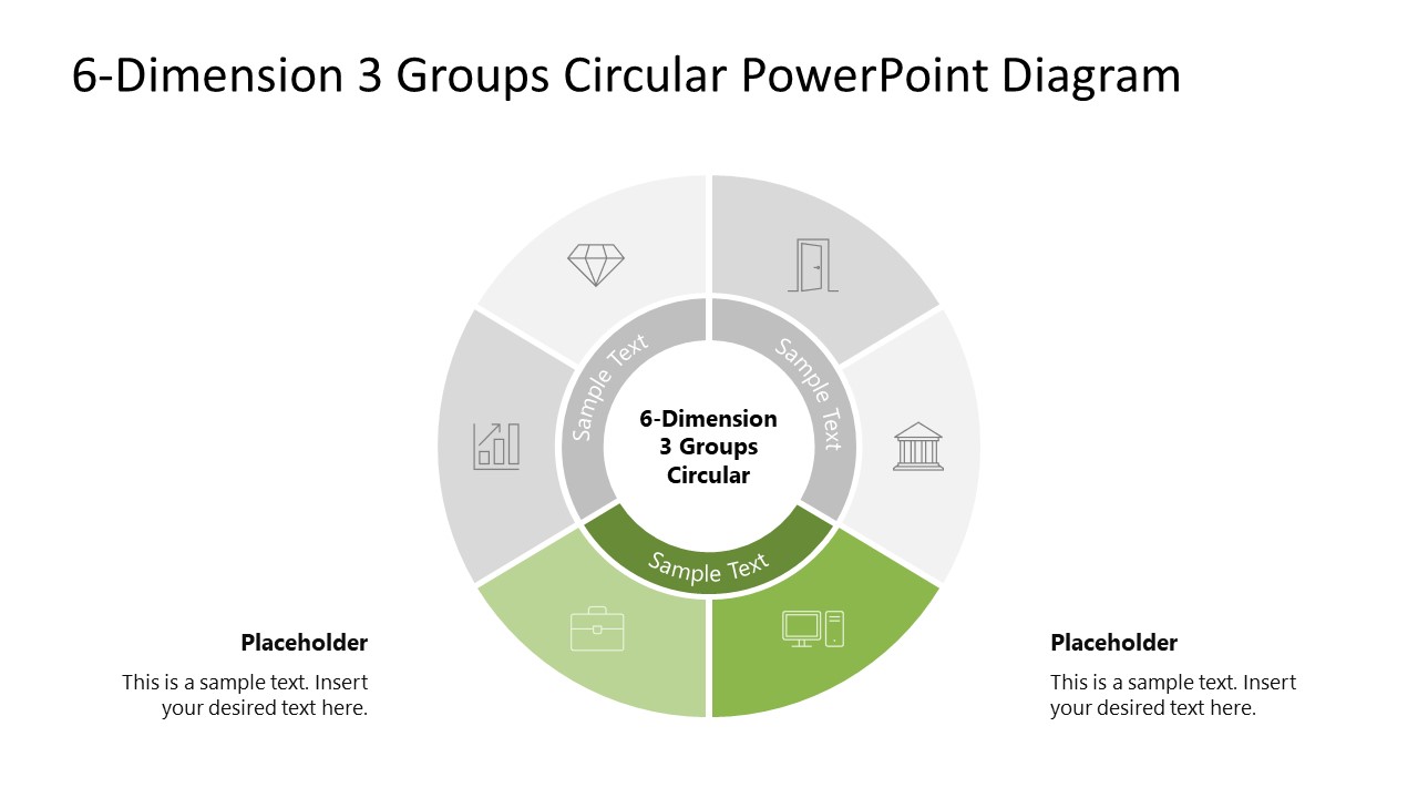 6-Dimension 3 Groups PowerPoint Diagram Template