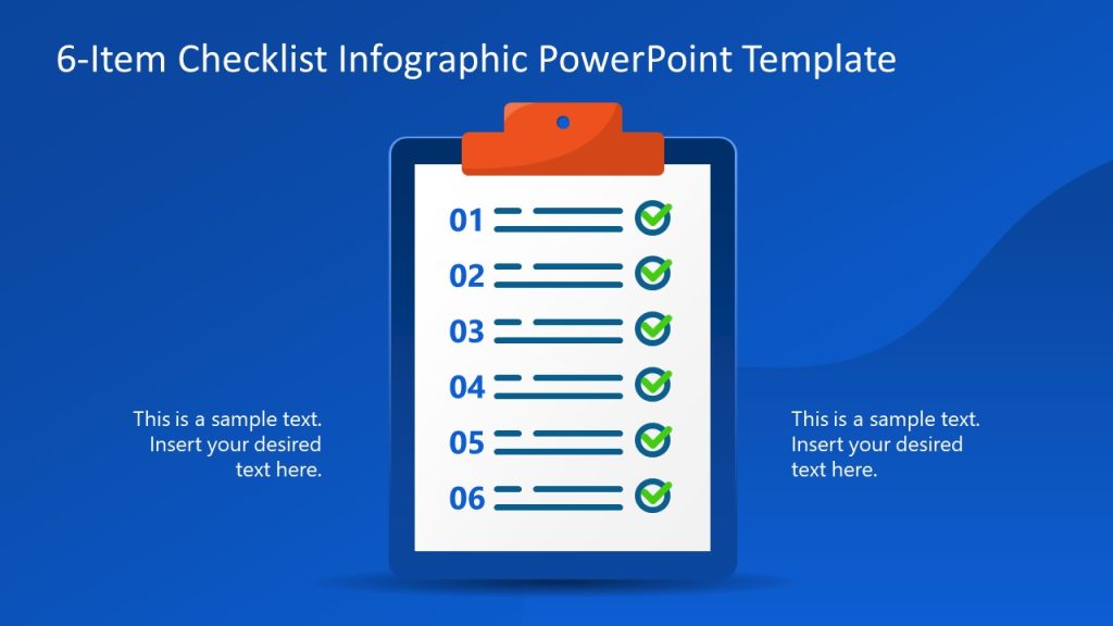 6-Item Checklist Infographic Slide with Blue Background - SlideModel