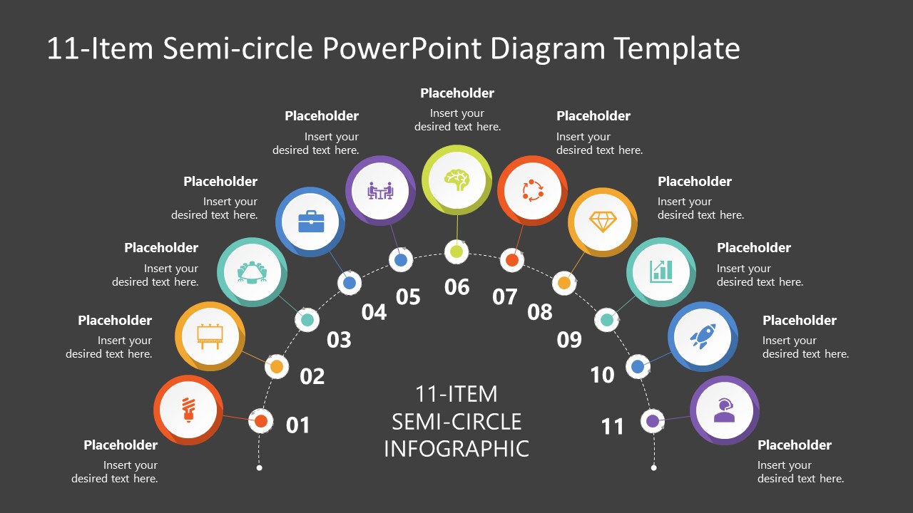 11-Item Semi-circle Infographic PowerPoint Diagram Template