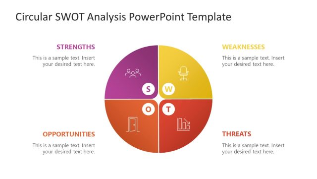 Circular SWOT Analysis Diagram with Icons - SlideModel