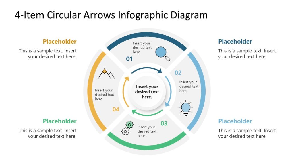 Editable 4-Item Circular Arrows Infographic PPT Template - SlideModel