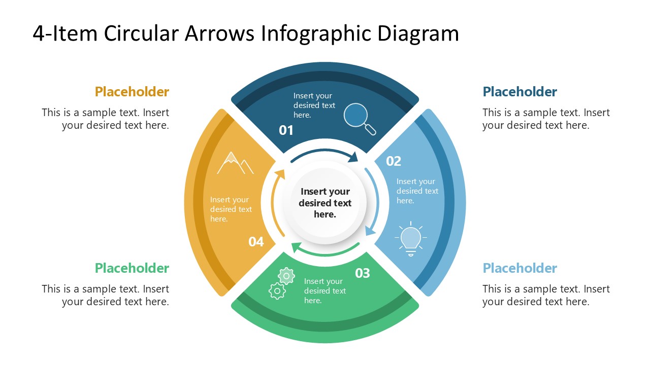 4-Item Circular Arrows Infographic PowerPoint Diagram Template