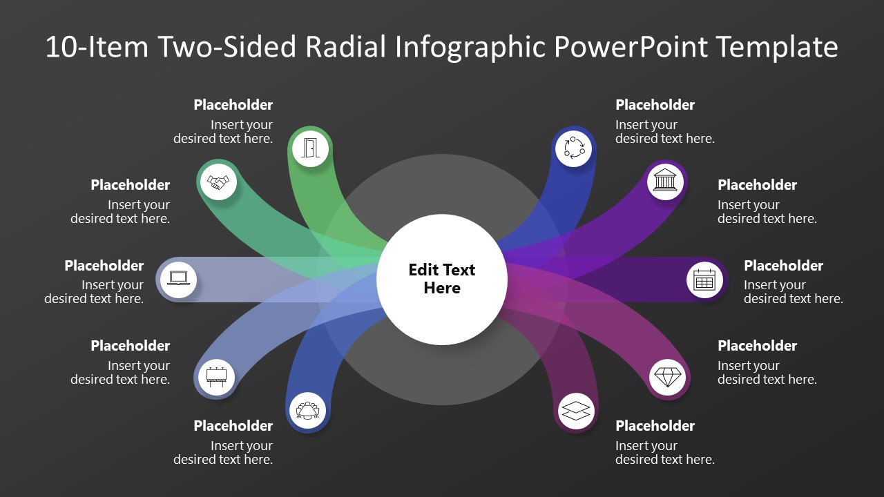 10-Item Two-Sided Radial Infographic PowerPoint Template