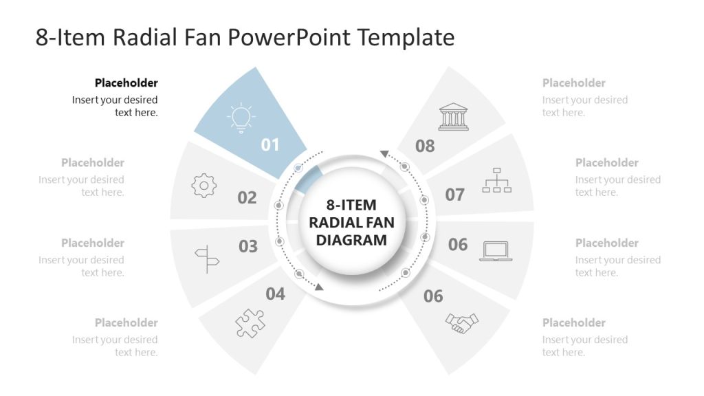 Focus Slide - 8-Item Radial Fan Presentation Template - SlideModel