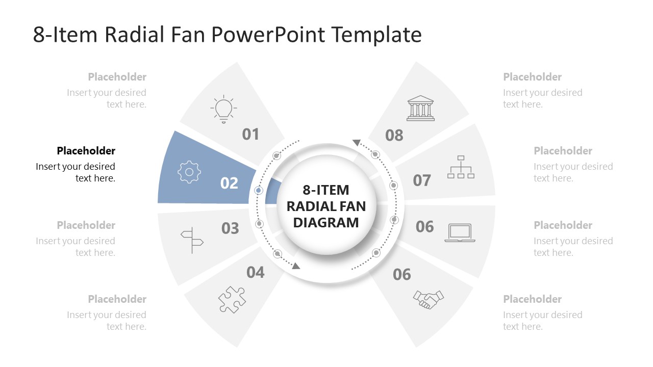 8-Item Radial Fan PowerPoint Template