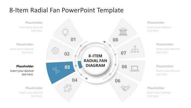 8-Item Radial Fan Template Slide for Step 3 - SlideModel