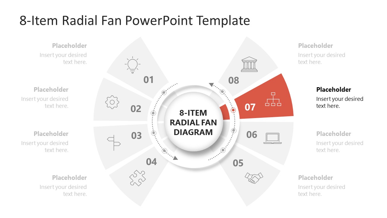 8-Item Radial Fan PowerPoint Template