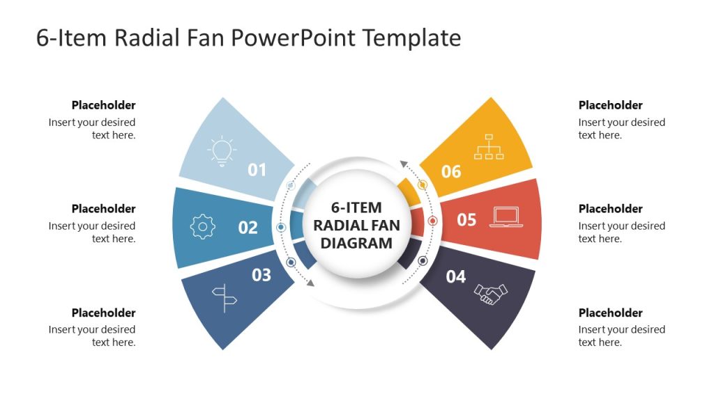 Cover Slide for 6-Item Radial Fan Template - SlideModel