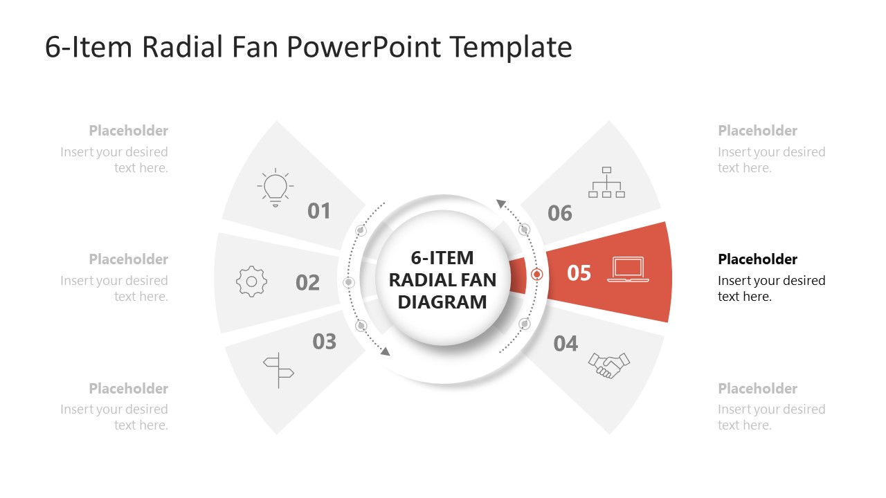 Focus Slide for 6-Item Radial Fan Diagram Template - SlideModel
