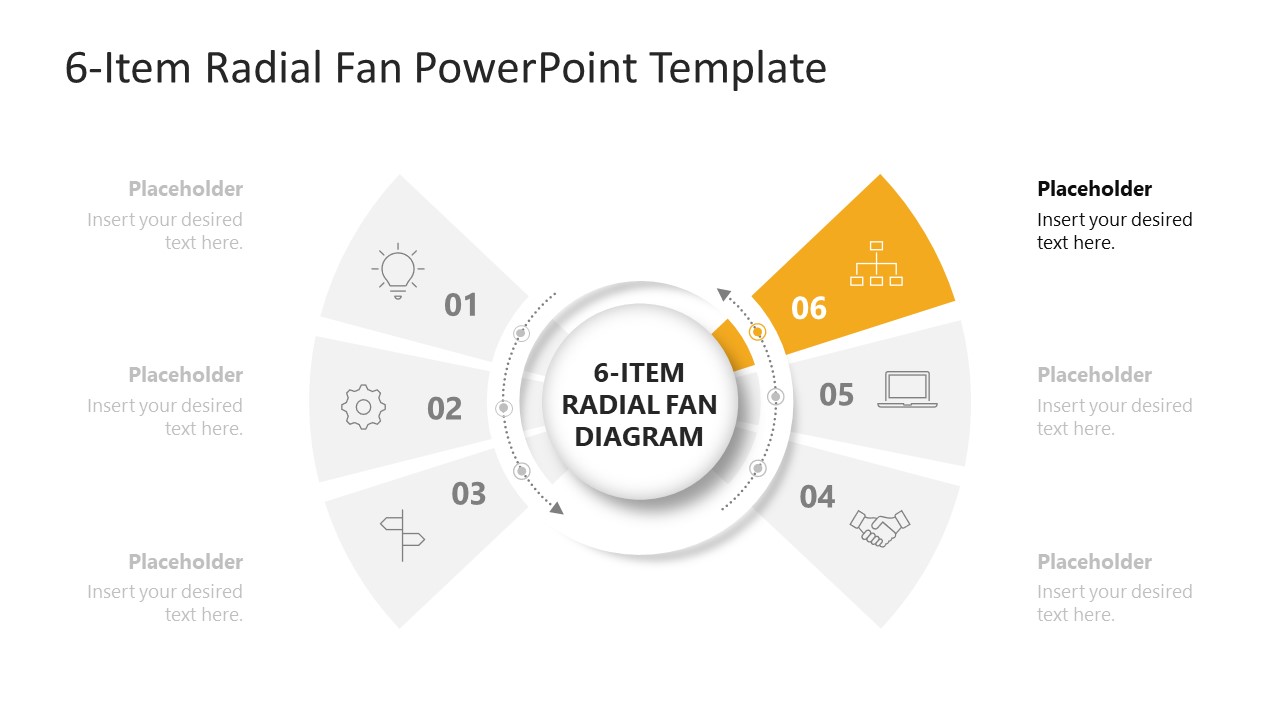 6-Item Radial Fan PowerPoint Template