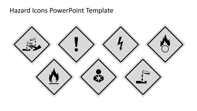 Hazard Icons Template with Diamond Shapes - SlideModel
