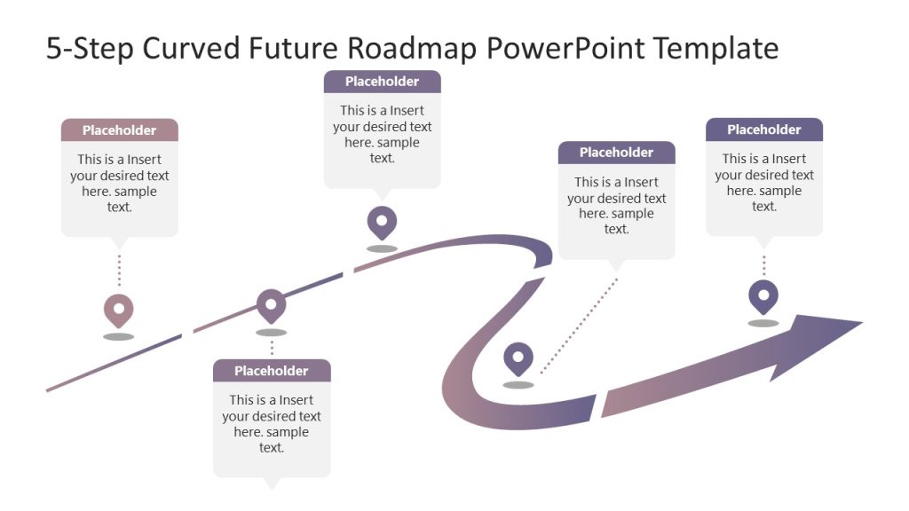 5-Step Curved Future Roadmap Presentation Slide Template - SlideModel