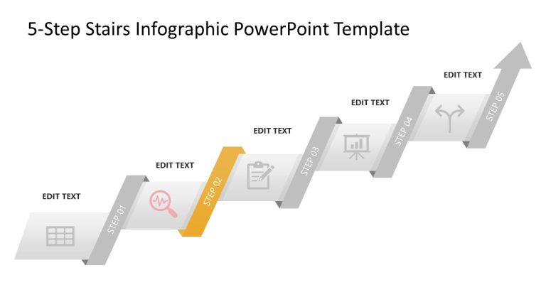 Editable 5-Step Stairs Infographic PPT Template - SlideModel