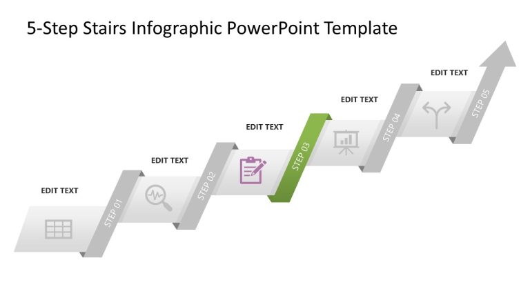 Customizable 5-Step Stairs Infographic PPT Template - SlideModel
