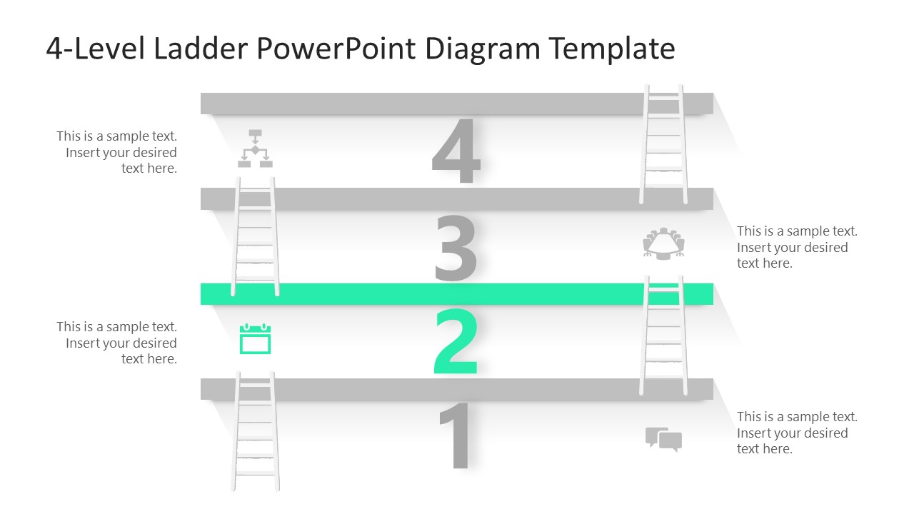 4 Level Vertical Ladder PowerPoint Diagram