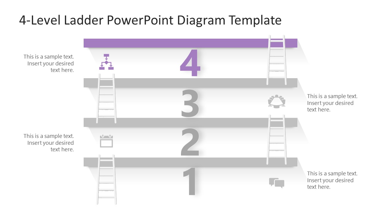 4 Level Vertical Ladder PowerPoint Diagram