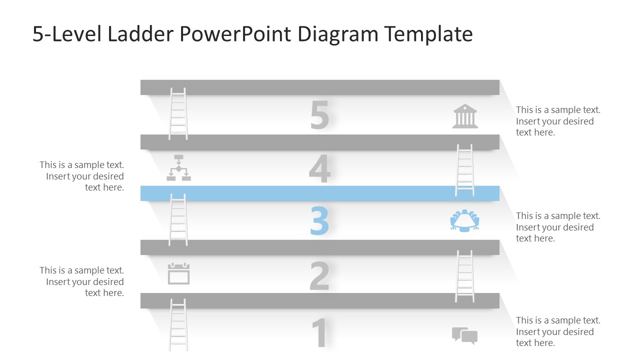 5 Level Vertical Ladder PowerPoint Diagram