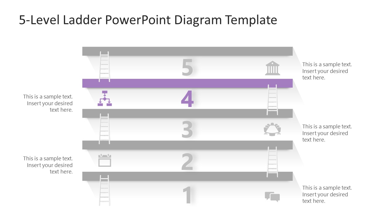5 Level Vertical Ladder PowerPoint Diagram