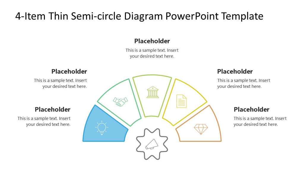 Step 1 Slide - 4 Items thin Semi circle Template - SlideModel