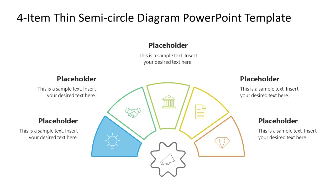 4 Items Thin Semi Circle PowerPoint Diagram