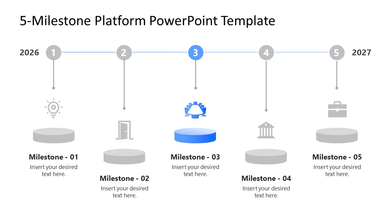Editable 5 Milestone Platform PPT Template - SlideModel