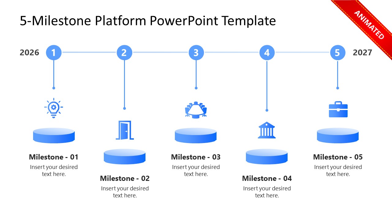 Animated 5 Milestone Platform Slide Template - SlideModel