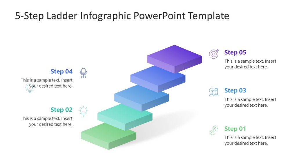 Cover Slide - 5-Step Ladder Infographic PPT Template with Stairs ...