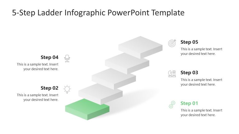 3D Stairs Diagram Focus Slide for Step 1 - SlideModel