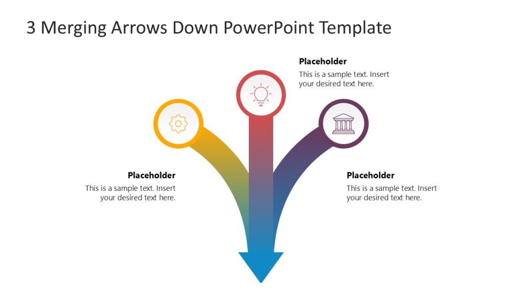 Editable 3 Merging Arrows Down PPT Template - SlideModel