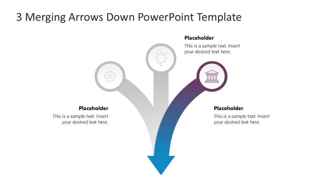 3 Merging Arrows Down Template Layout - SlideModel