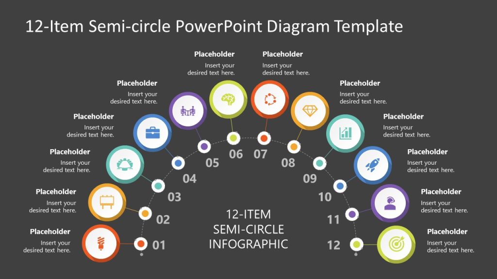 Creative 12-Item Semi-circle Diagram Presentation Template - SlideModel