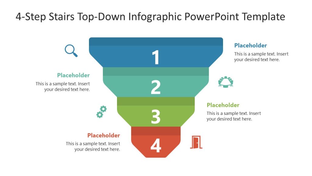 Editable 4-Step Stairs Top-Down PPT Template - SlideModel