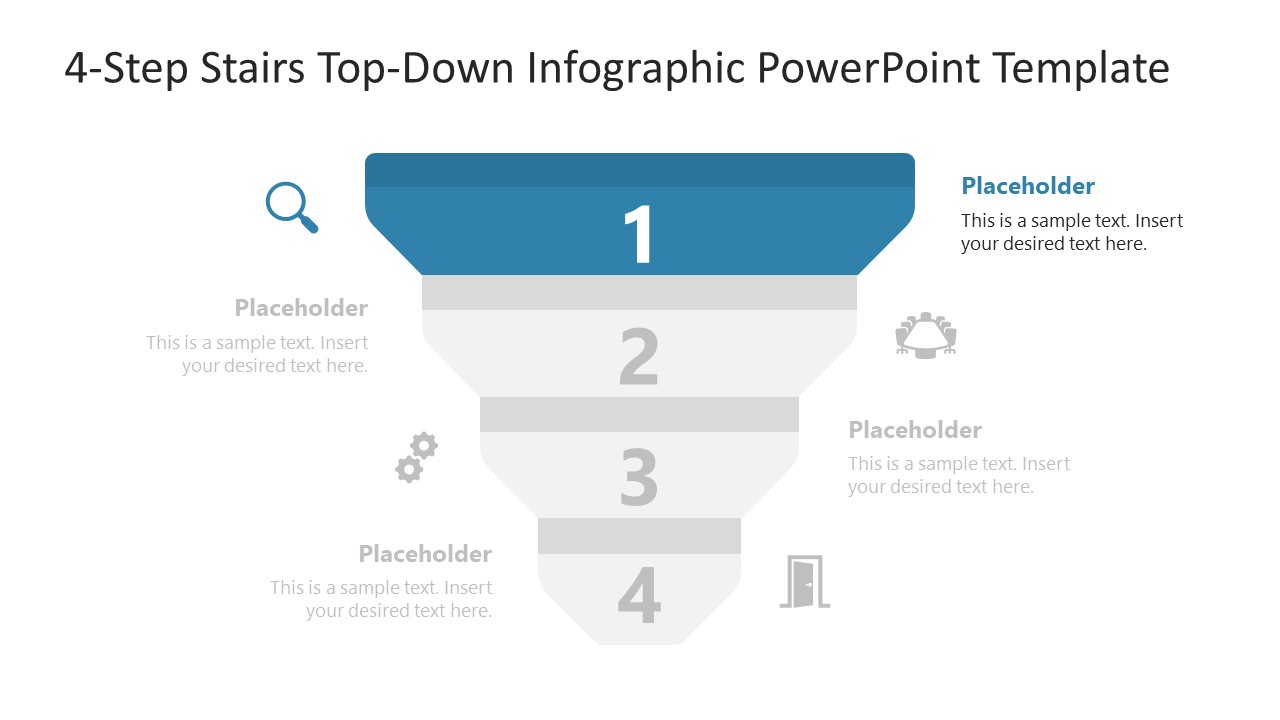 4-Step Stairs Top-Down PowerPoint Infographic Template